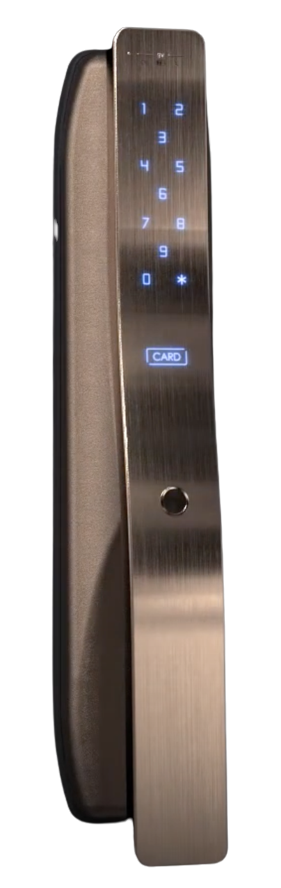 Cerradura Digital Hione Push Pull IDL-300F Acabado Oro Titanio